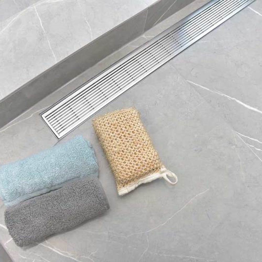 SereneDrains Brushed Nickel Linear Drains Wedge Design – Shower Drains Shop
