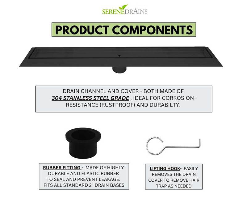 Matte Black Tile Insert Linear Drains with Horizontal Side Outlet ...