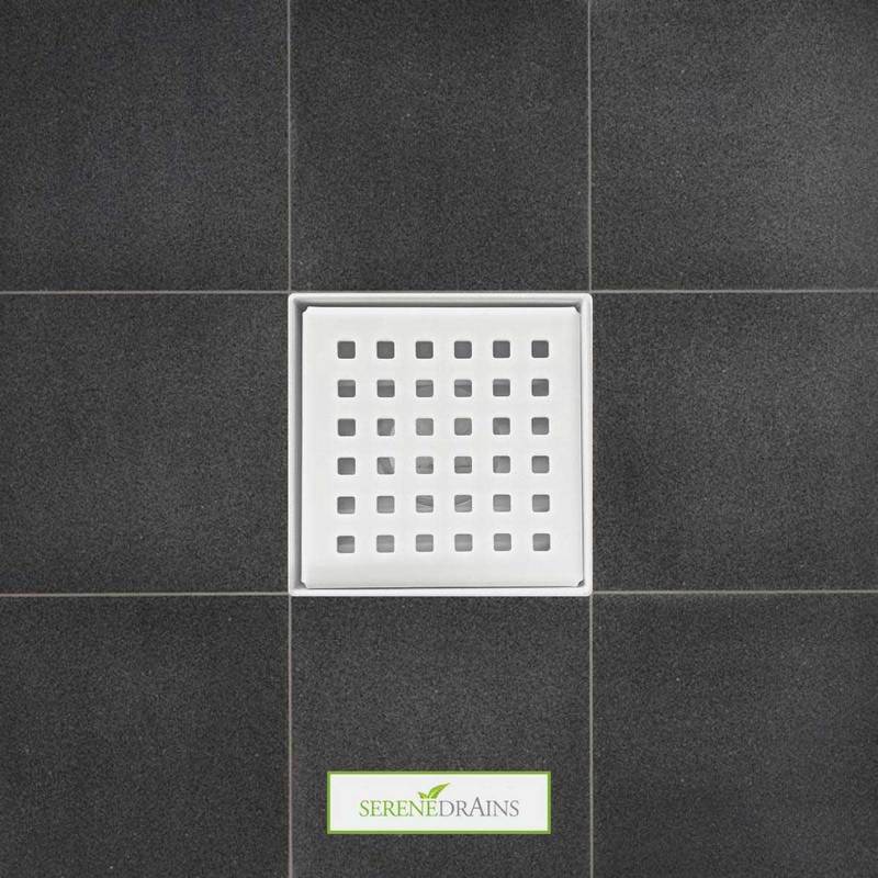 Square Drains, SereneDrains White 4 Inch Shower Drain Traditional ...