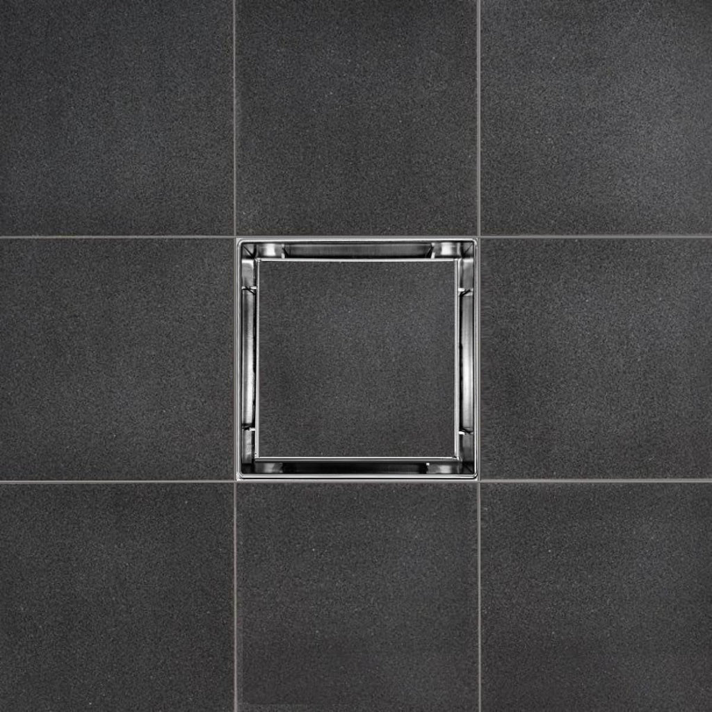 Tile Insert Square Shower Drain 4 Inch Brushed Stainless, SereneDrains ...