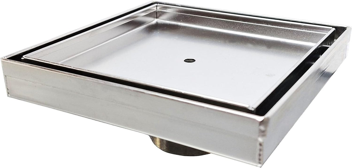 Tile Insert Square Shower Drain 6 Inch Brushed Stainless, SereneDrains ...