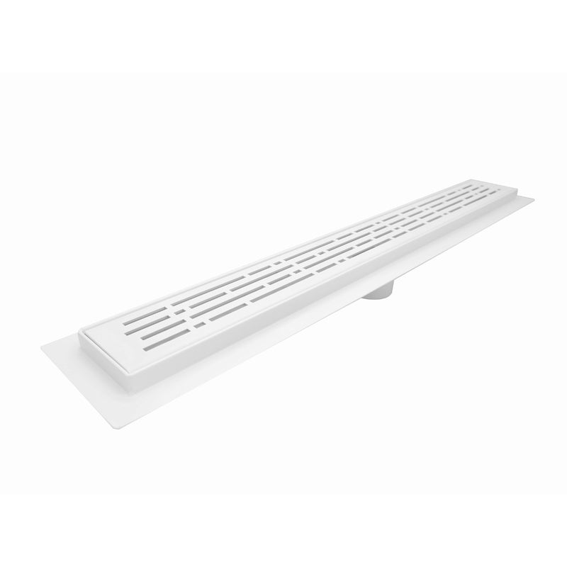SereneDrains Matte White Linear Drain with Horizontal Outlet Discharge ...
