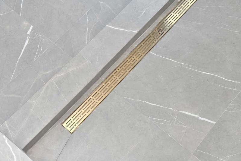SereneDrains Satin Gold Linear Drain with Horizontal Outlet Discharge ...