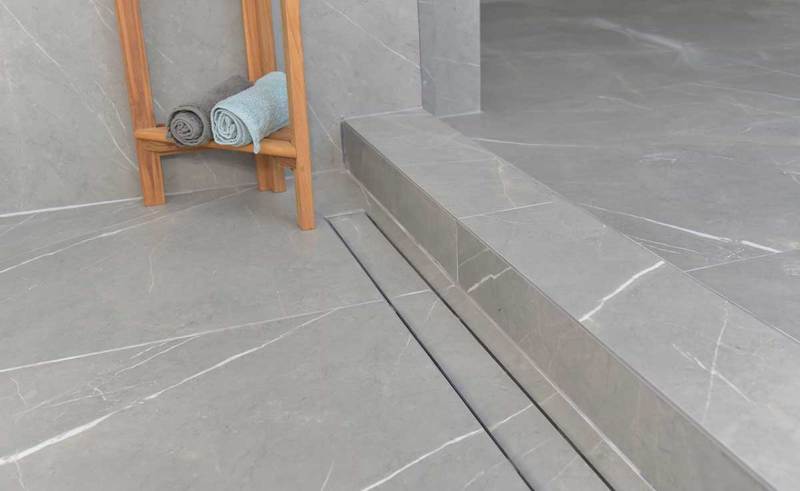 Matte White Tile Insert Linear Drains with Horizontal Side Outlet ...