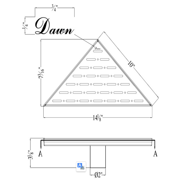Corner Drain, Dawn Rio Orinoco River Series, Triangle Drain TRO131004 ...