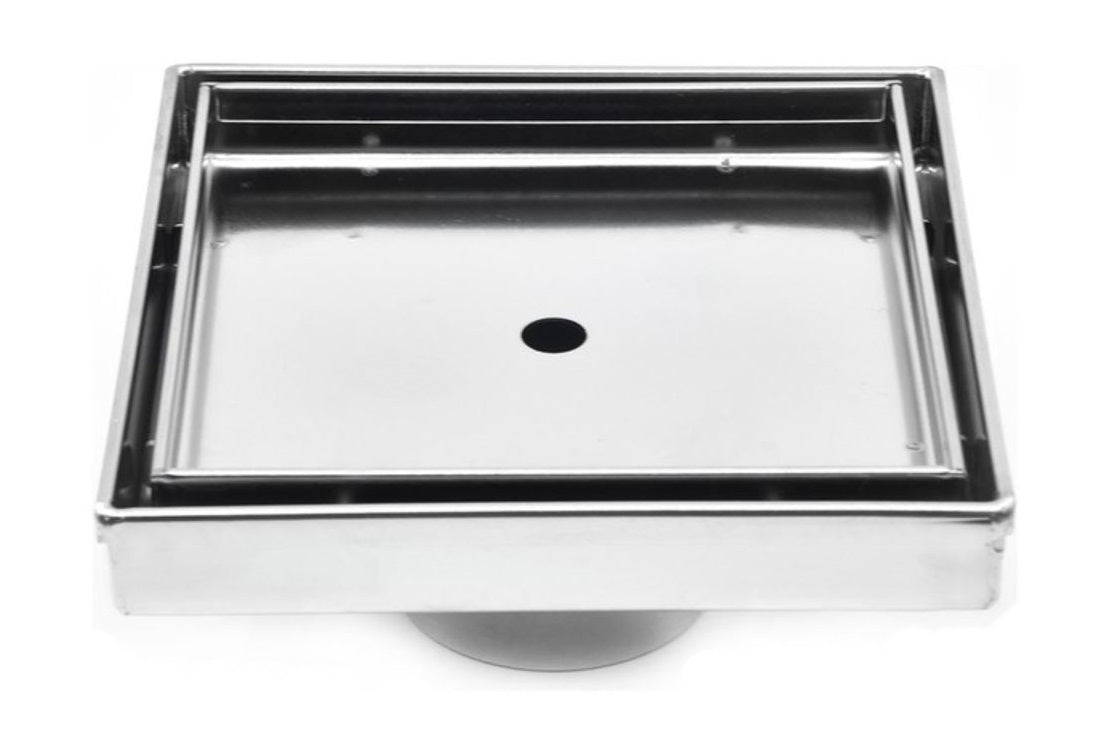 Tile Insert Square Shower Drain 6 Inch Brushed Stainless, SereneDrains ...